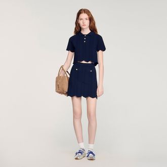 Sandro Polo-Pullover mit Strickmuster