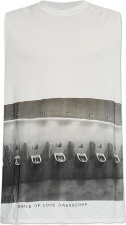 Rick Owens Homme, Tops, Gris, Taille: S Jumbo Printed Top