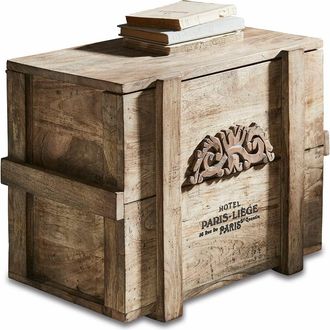 Loberon Truhe Boetica, Handgedrechselt, Nostalgischer Charme, Antik-Finish, Aufbewahrung, Beistelltisch, Mangoholz, antikbraun