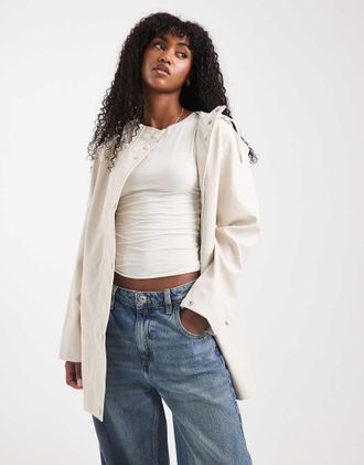 Vero Moda Beschichtete Regenjacke in Moonbeam Stone mit Kapuze-Neutral