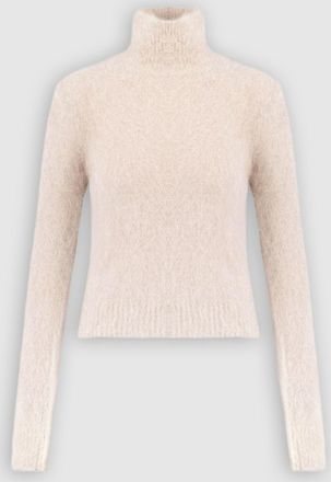Ami Pull En Alpaga Mohair Brosse Beige