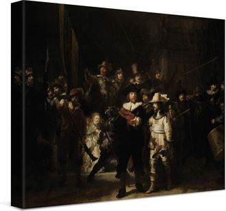 Picanova Rembrandt - The Night Watch 40x30cm - Bild auf Leinwand - Premium Kunstdruck Auf 2cm Holz-Keilrahmen Für Schlaf- Und Wohnzimmer - Klassische Kunst
