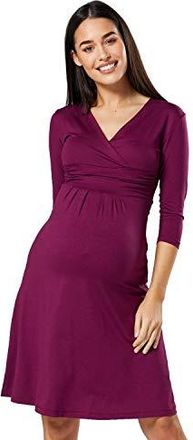 Happy Mama Maternity Femmes Viscose Robe Genou Longueur 282p (Prune, 46, 3XL)