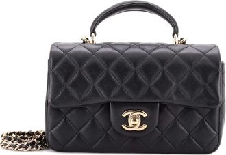 Chanel Classic Single Flap Top Handle Bag Quilted Lambskin Mini shoulder bag - Schwarz
