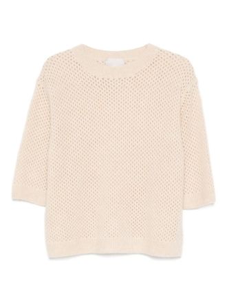 Hemisphere pull en maille ajour&eacute;e - Tons neutres