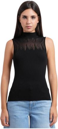 HUGO BOSS Femme, Tops, Noir, Taille: 44 FR Haut sans manches &agrave; col montant