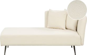 Beliani Chaiselongue Boucl&eacute; wei&szlig; rechtsseitig mit Kissen Lehne Metallgestell modern Riom