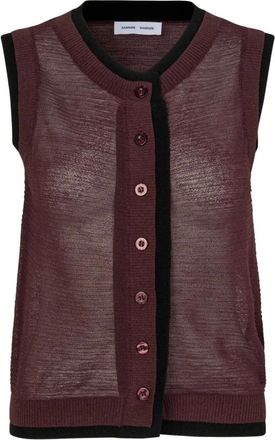 Sams&oslash;e & Sams&oslash;e Femme, Pulls, Brun, Taille: 40 FR Gilet en Tricot Semi-transparent