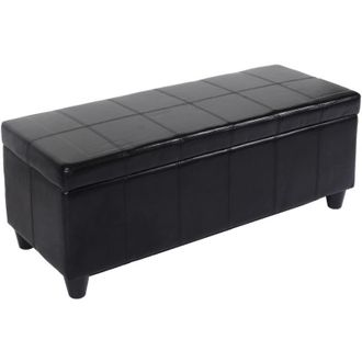 Hhg Aufbewahrungs-Truhe Sitzbank Arezzo, Leder + Kunstleder, 112x45x45cm MVG-zertifiziert schwarz