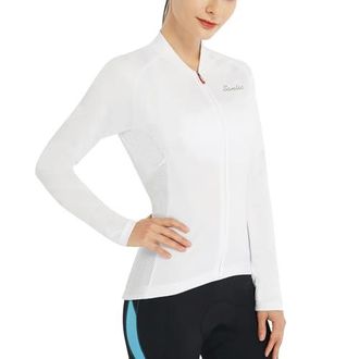 Santic Maillot Cyclisme Femme Longue Maillot Velo Femme Route VTT &Eacute;lastique avec Poche Blanc EU L