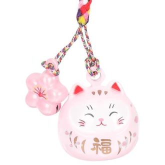 Pretyzoom Maneki Neko Porte Cl&eacute; Japonais, Chat En C&eacute;ramique Rose Chat Roux Tigr&eacute; Breloque Sac T&eacute;l&eacute;phone Voiture Bijou De Sac Grigri Kawaii Ornement Accessoire D
