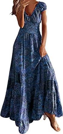 Generic NNGOTD Robe D été Femme Grande Taille Robe Ete Longue Boheme,Ceinture Large Robe,Robe Bohemienne Blanche,Robe Tres Sexy,Robe D Ete A Bretelle,Robe CéR