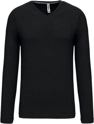 Kariban | K358 Herren V-Neck T-Shirt Langarm, Farbe:Black, Größe:4XL
