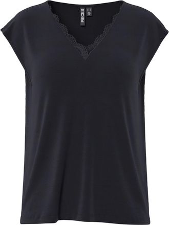 Pieces Pckamala Lace V-Neck Tee JRS Fc Bc