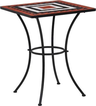 vidaXL Mosaik-Bistrotisch Terrakottarot und Wei&szlig; 60 cm Keramik - Vidaxl