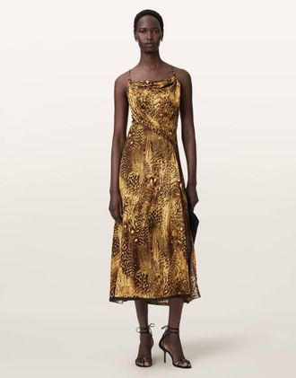 AllSaints Claire - Robe longue - Dor&eacute; blixa