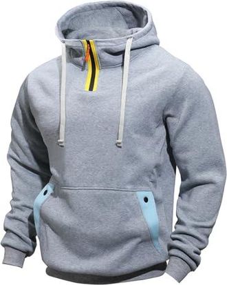 Generic Sweat &agrave; capuche uni printemps pour homme 2026 demi-fermeture &eacute;clair pour homme pull cargo quart de fermeture &eacute;clair pour entra&icirc;nement int&eacute;rieur et ext