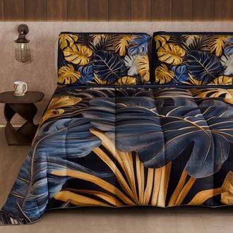 Petti Artigiani Italiani Petti Artigiani Italiani Winter-Steppdecke, Winterdecke, Steppdecke f&uuml;r franz&ouml;sisches Bett, Doubleface, einfarbig und Digitaldruck mit Blumenmuster 04