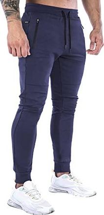 Generic Pantalon de jogging pour homme - Pantalon de fitness musculaire &agrave; suspendre dans le dos - Pantalon dentra&icirc;nement Big and Talk, noir fonc&eacute;, L