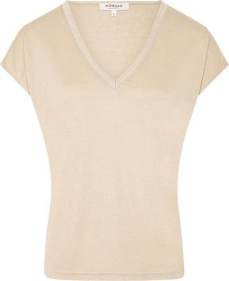 Morgan Kurzarm-T-Shirt Beige S