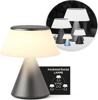 Lexon LUMA S Ber&uuml;hrungsempfindliche Nachttischlampe, Kabelloses Nachtlicht mit Dimmfunktion und Mehrlampen-Synchronisierung, 9 LED-Farben, Wiederaufladbar, 