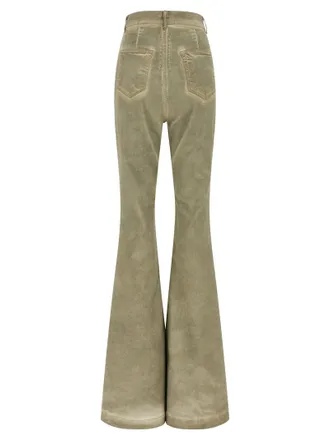 Rick Owens Foil-Pressed Stretch Denim Jeans - Sage