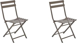 Hesperide Lot de 2 Chaises de jardin m&eacute;tal pliante Greensboro Caf&eacute; - Hesp&eacute;ride
