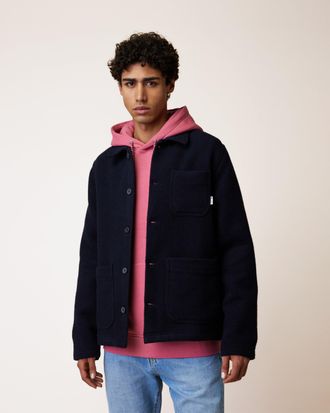 Faguo Veste chaude en laine bleu marine