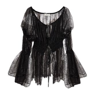 Blumarine Femme, Blouses et Chemises, Noir, Taille: 34 FR Haut en dentelle &agrave; manches longues