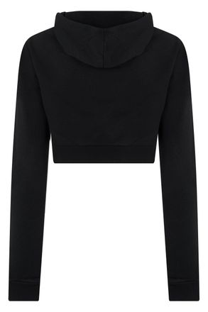 Balenciaga Womens Cropped Zip Hoodie Black Cotton Sweatshirts Sweater