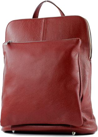 modamoda.de T141 Damen Leder Rucksack Damentasche Schultertasche handmade in Italy, Farbe:Kirschrot