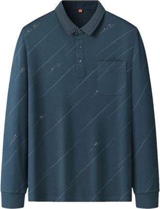 Generic Polo long à revers pour homme de couleur unie avec poche, haut ample décontracté, EN8, 8XL