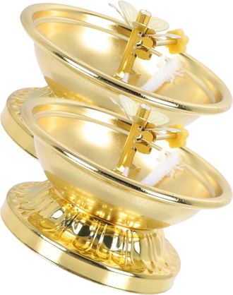 Valiclud 2 St&uuml;ck Buddhistische &Ouml;l Lampe aus Legierung 7cm Butterlampe mit Hohem Fu&szlig; Dekorative Tempellampe f&uuml;r Haus B&uuml;ro Langlebiger &Ouml;llampenhalter f&uuml;r Opferga