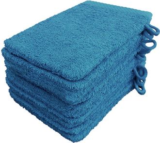 Lanudo Pure Line Waschlappen Waschhandschuh, 10er Set, Reine Frottier Baumwolle, 21 x 15 cm, Farbe Türkis