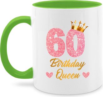 Shirtracer Tasse Tassen 325ml - 60. Geburtstag - 60 Birthday Queen Geburtstags Königin Geburtstagsgeschenk 60-325 ml - Hellgrün - geschenk tasse+level+60 60er kr