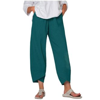 Generic Jogginghose Damen Gro&szlig;e Gr&ouml;&szlig;en 54 52 58 50 48/50 XXXL 56 4XL Haremshose Leinenhose Stoffhose Freizeithose Sommerhose Pumphose Wei&szlig;e Sommer Lang Leicht