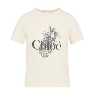 Chlo&eacute; Femme, Tops, Beige, Taille: 36 FR Baby Fit Logo T-shirt