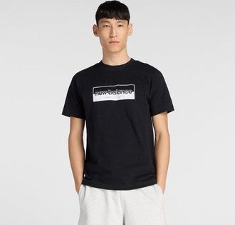 New Balance Herren Rectangular Logo T-Shirt in Schwarz, Baumwolle, Gr&ouml;&szlig;e M
