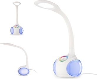 Eglo LED Tischlampe Arcones, Tischleuchte mit Touch, neutralweiß, dimmbar in Stufen, Lampenfuß mit RGB Farbwechsel, Schreibtischlampe Kinder aus Kunststoff