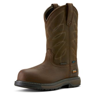 Ariat Womens Riveter Pull-On Waterproof Composite Toe Work Boots in Dark Brown, B Medium Width, Size 37.5, by Ariat