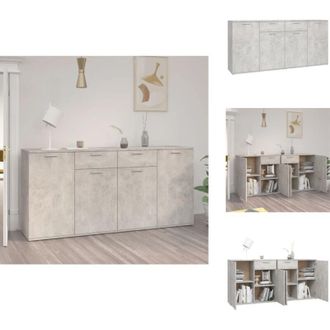 vidaXL Vidaxl - Buffet Gris b&eacute;ton 160x36x75 cm Bois ding&eacute;nierie - Buffet Gris - Meuble De Rangement - Armoire Entr&eacute;e - Buffet Design - Mobilier Moderne