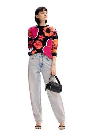 Desigual Woman Flat Knit Thin Gauge Pullover Sweat-Shirt, Noir, M Femme