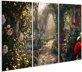 Islandburner Bild auf Leinwand Verzauberter Garten im Morgenlicht f&uuml;r Wohnzimmer Naturliebhaber Massagestudio Bilder Wandbilder Poster