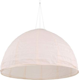 Globo Lighting LED Pendelleuchte Solarlampe Au&szlig;enleuchte H&auml;ngelampe wei&szlig; Garten, Leinen Kunststoff, Akku, 1x LED warmwei&szlig;, DxH 40x30 cm