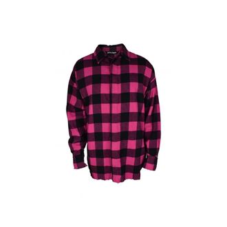 Palm Angels Check Print Logo Shirt - - Shirts - Herren - Rosa - M