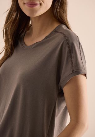 Cecil T-Shirt CECIL, Damen, Gr. XXL (46), urban taupe, Web, 50% Modal, 50% Baumwolle, unifarben, normal normal, V-Ausschnitt, abgesteppt, Shirts T-Shirt, mi