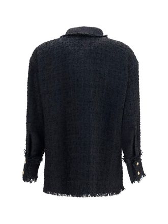 Balmain Womens Tweed Shirt Noir
