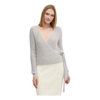 Oui Wickel-Cardigan mit Bindeg&uuml;rtel - - Knitwear - Damen - Grau - XS