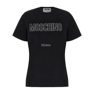 Moschino Bedrucktes schweres Baumwoll-T-Shirt - - Tops - Damen - Schwarzk - XS