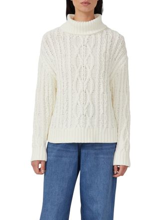 s.Oliver Strickpullover mit hohem Rollkragen und Zopfmuster